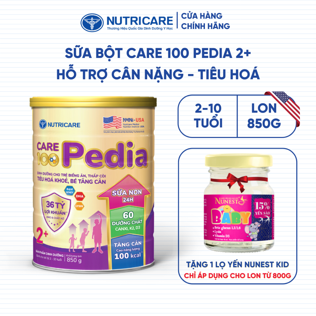 Sữa Bột CARE 100 GOLD PEDIA Nutricare Hỗ Trợ Tăng Cân Tiêu Hoá Khoẻ Chứa Sữa Non 24h Cho Bé Từ 0 ...