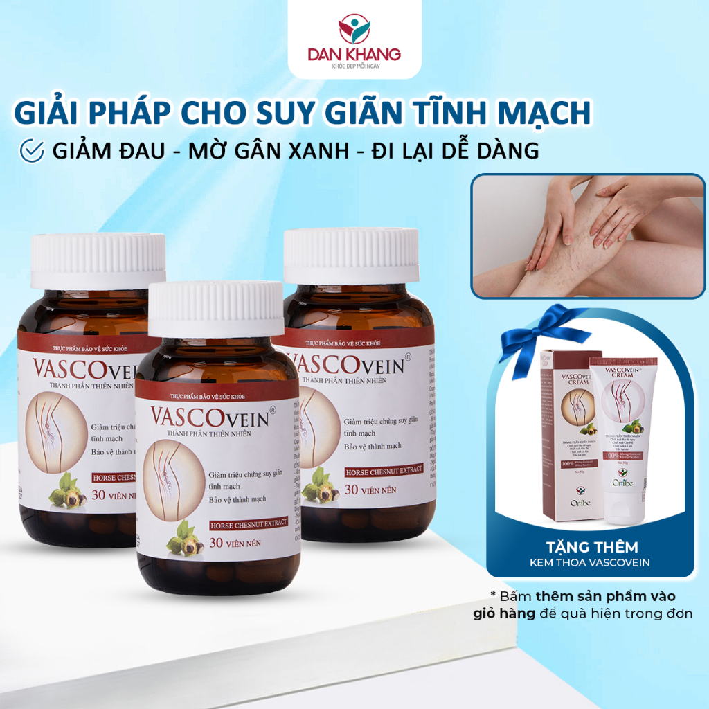 Viên uống suy giãn tĩnh mạch Vascovein Dân Khang giảm sưng đau tê phù ...