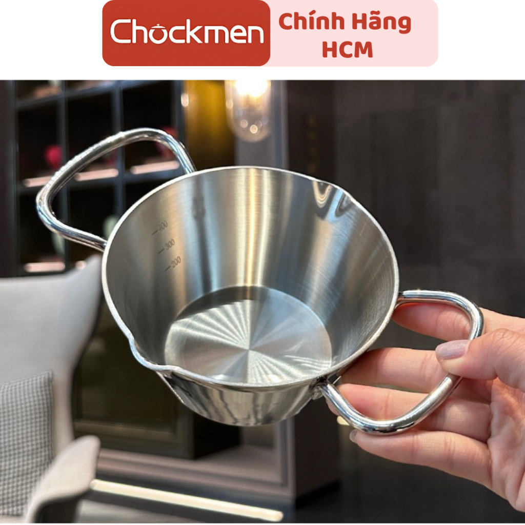 Nồi inox chockmen mini có 2 quai size 13cm, nồi nấu trên mọi loại bếp kèm nắp CKM16, Chockmen ...