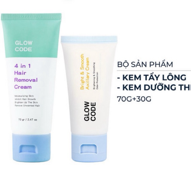 Combo GlowCode Kem Tẩy Lông Giúp Lông Mọc Thưa + Kem Dưỡng Thể Sáng Mịn ...