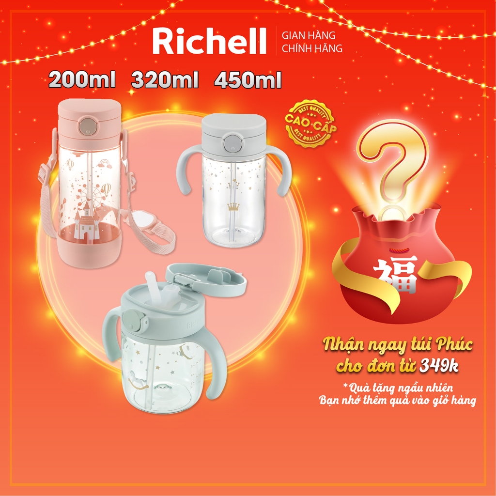 Bình ống hút RICHELL Nhật AXSTARS chống sặc Tritan 200ml-320ml-450ml | Baby | Shopee Việt Nam