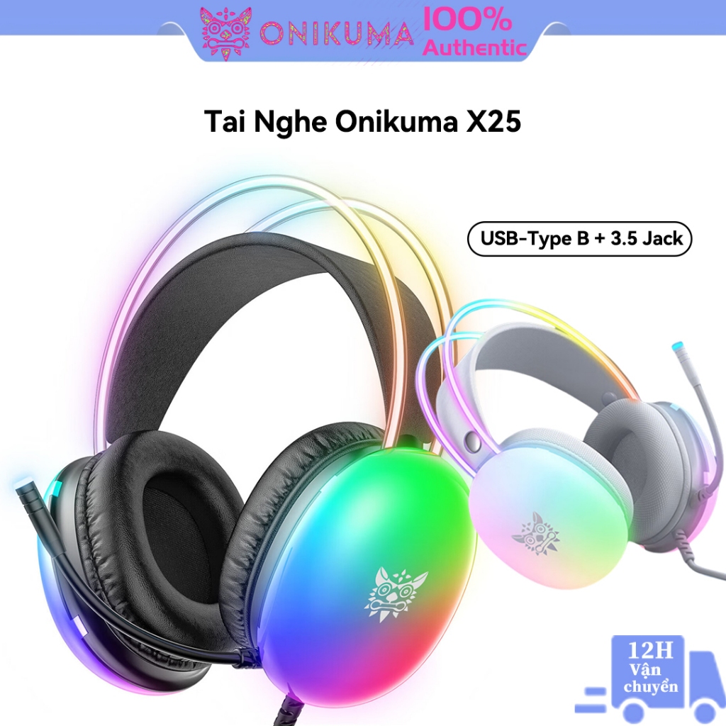 Tai nghe Onikuma X25 có micro và đèn rgb thích hợp thích hợp Tai nghe có dây cho máy tính / điện ...
