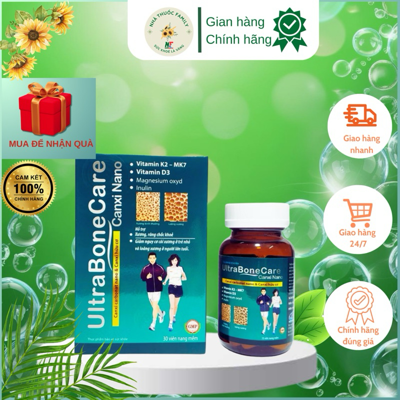 [CHÍNH HÃNG] Viên uống ULTRABONE CARE - khỏi lo chuột rút tê bì chân tay - Bổ sung Canxi, D3 ...