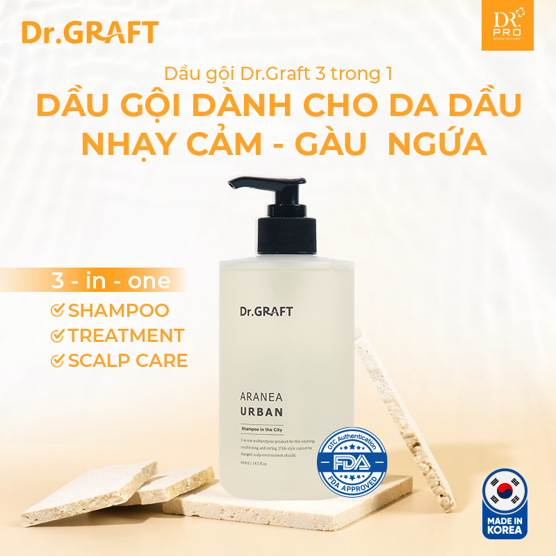 Dầu gội Dr.Graft 3 trong 1 sạch sâu da đầu, ngăn rụng tóc - 430ml (Date 2025) | Shopee Việt Nam
