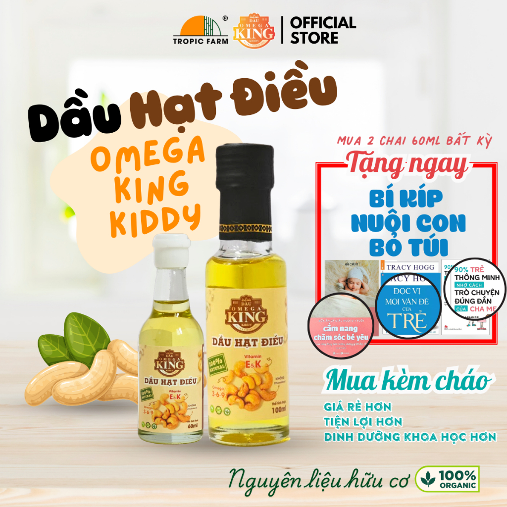[BÍ KÍP NUÔI CON] Dầu Ăn Dặm Cho Bé, Dầu Hạt Điều Omega King Kiddy Giúp ...