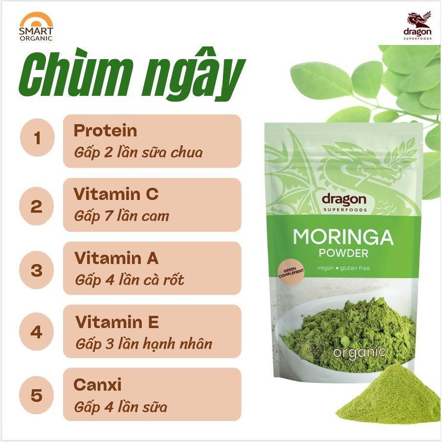 Bột chùm ngây hữu cơ (Organic Moringa Powder) - Dragon Superfoods ...