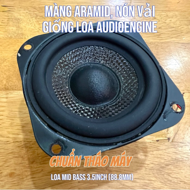 [1 CÁI] Loa Mid Bass Màng sợi Aramid nón vải như loa Audioengine, 3.5inch 4ohm RMS20w max 35W ...