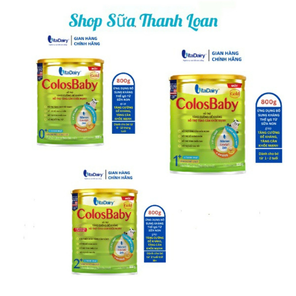 (HSD T7-2027) (Quét Mã QR Tích Xu) Sữa Bột Vitadairy ColosBaby Gold 0+/1+/2+ Lon 800g Vị Thanh ...