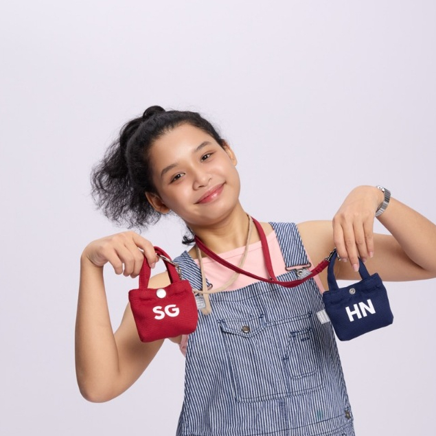Tiny SGHN Charm - Phụ kiện vải canvas túi in chữ Saigon Hanoi bản mini gắn charm treo túi Jamlos ...