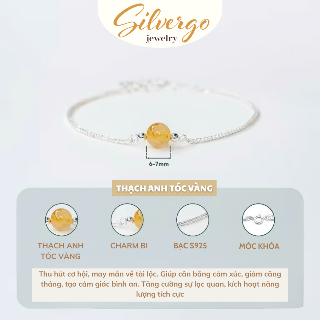 Vòng tay bạc nữ mix hạt đá phong thủy Tự Nhiên và charm bi bóng SILVERGO | Shopee Việt Nam