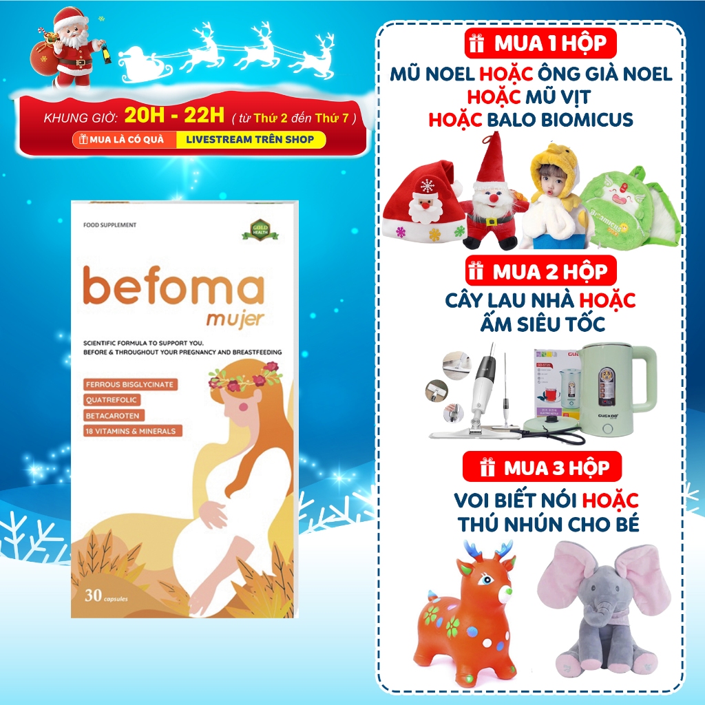 [Hộp 30 viên] BEFOMA - bổ sung Sắt, Acid Folic, Vitamin yếu cho bà bầu ...
