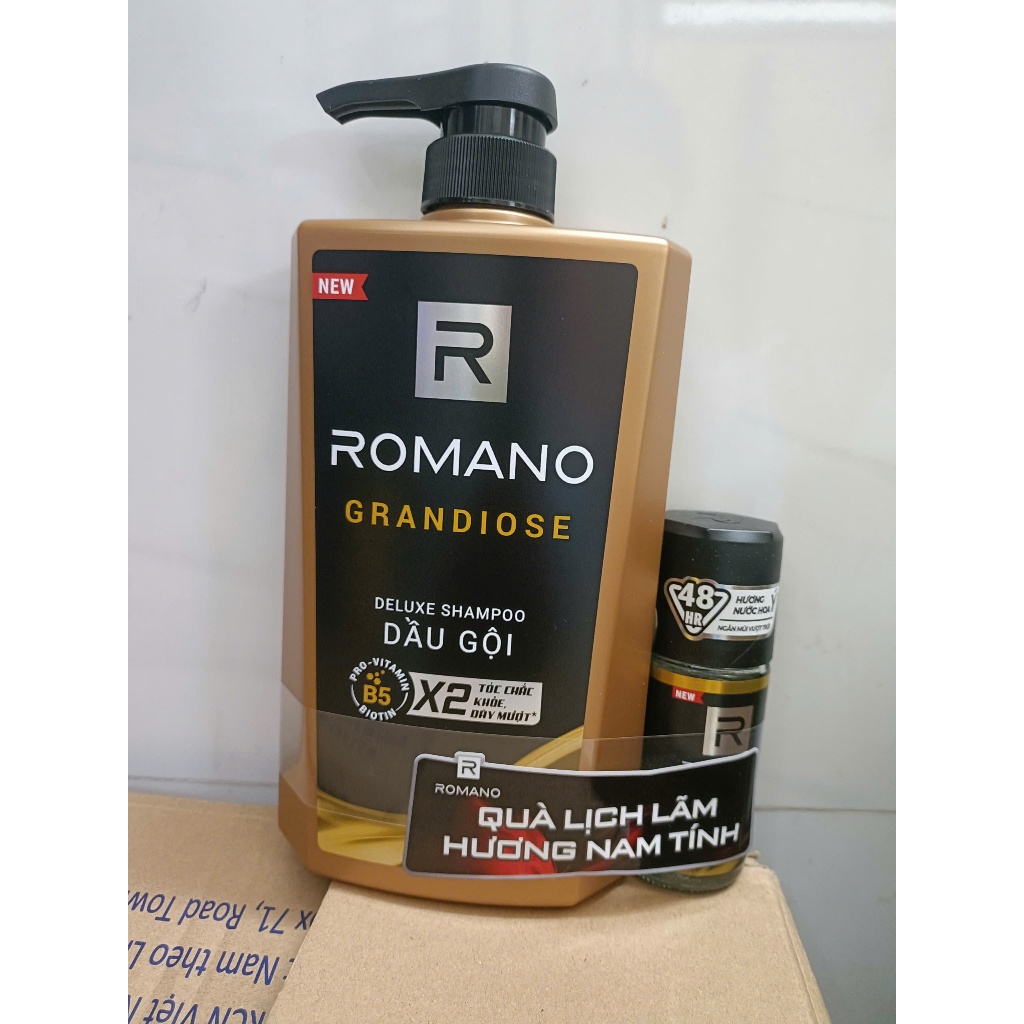 (Mới) Dầu gội Romano Grandiose 650g tặng kèm lăn 40ml | Shopee Việt Nam