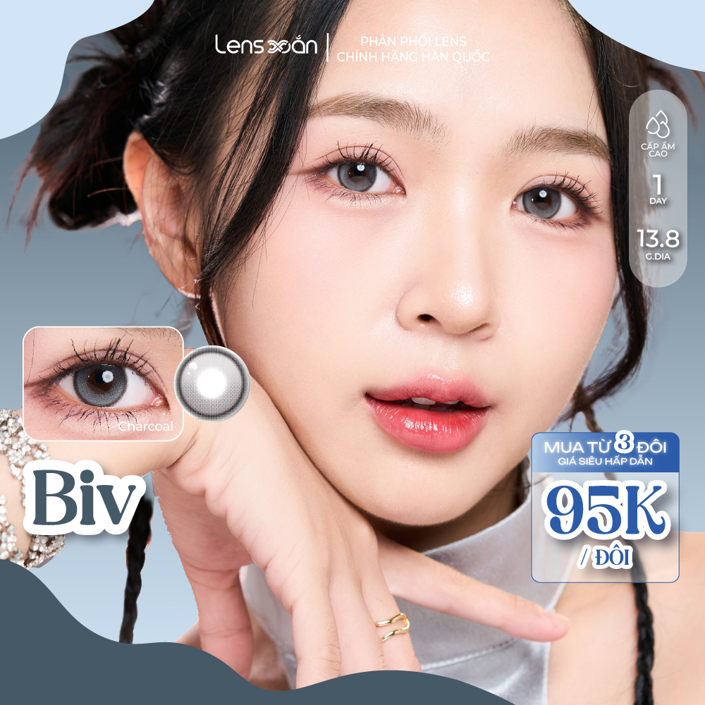 Kính áp tròng cận 1 ngày LENS XOẮN lens tự nhiên xám douyin có viền tròn mắt ẩm cao MYFIPN BIV ...