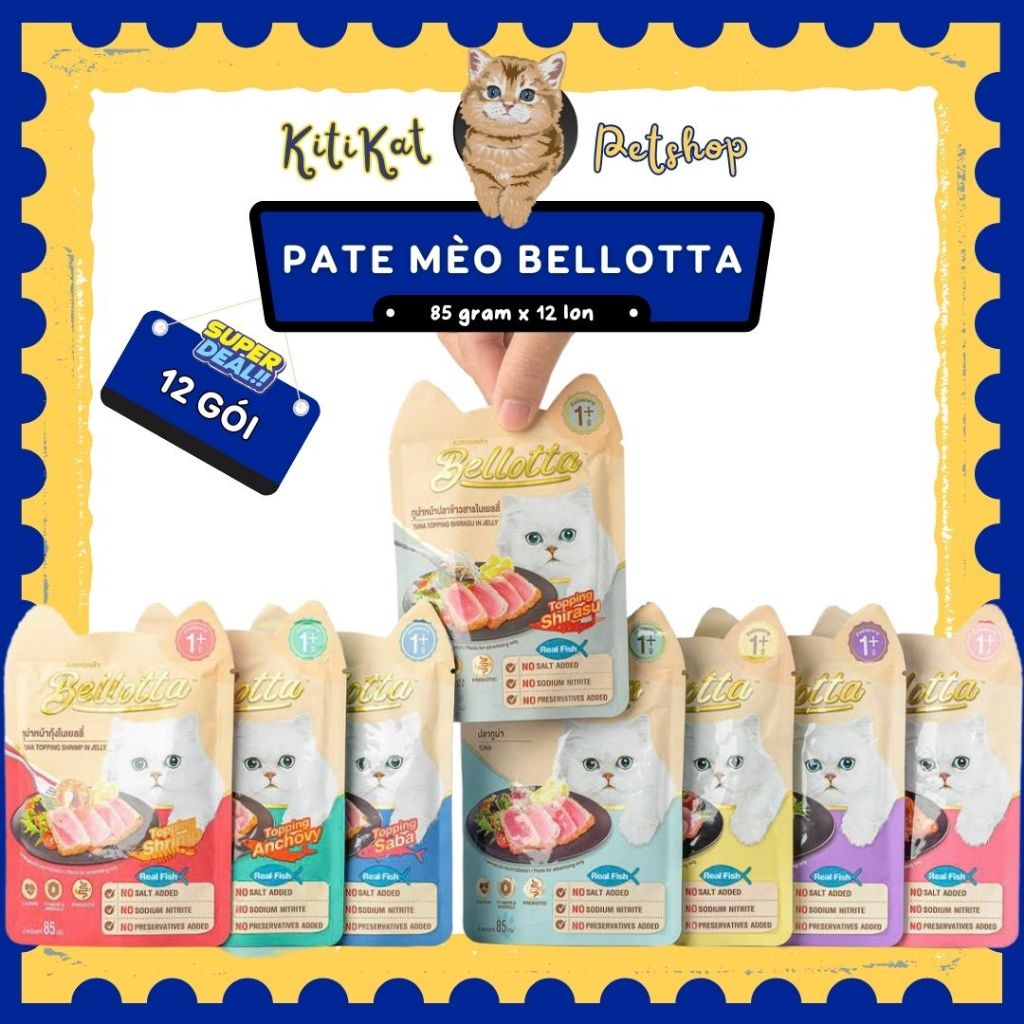 [COMBO 12 GÓI] Pate cho mèo WANPY & BELLOTTA 85g dành cho mèo mọi lứa ...