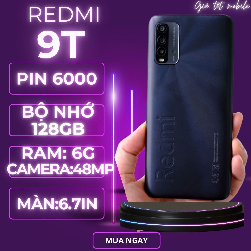 Điện thoại Redmi 9T Ram 6G/128gb pin 6000 điện thoại chính hãng, điện ...