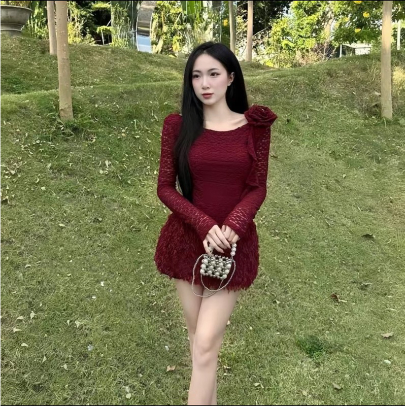 [ BÈO BÉO BIGSIZE ] SET ÁO REN HOA TAY DÀI ĐÍNH HOA KÈM CHÂN VÁY LÔNG ...