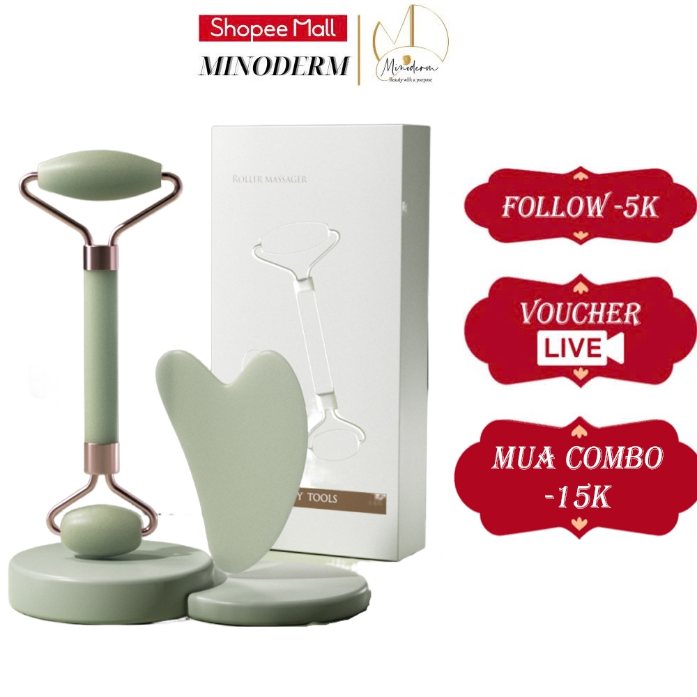 Combo Cây Lăn Thạch Anh + Đá Guasha Masage Minoderm Nâng Cơ, Giúp Thon ...