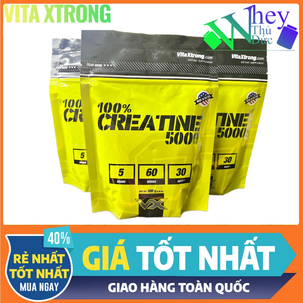 Creatine 5000 VitaXtrong 300gr 60 Servings - Tăng Sức Mạnh Căng Phồng Cơ Bắp | Shopee Việt Nam