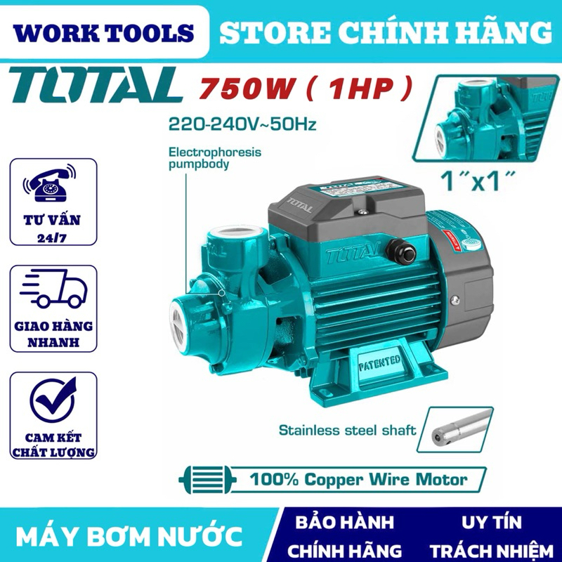 TOTAL Máy bơm nước 1HP TWP17506 ( Dây đồng ) | Shopee Việt Nam