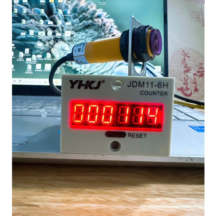 Bộ đếm sàn phẩm, Counter 6 số JDM11-6H - 220VAC và cảm biến quang, cảm biến khoảng cách E3F ...