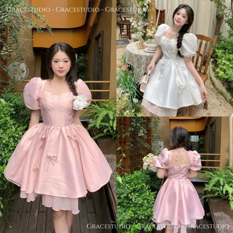 /Grace ♡/ Váy tiểu thư chất tafta * LACYY DRESS * tay bồng dáng xoè ...