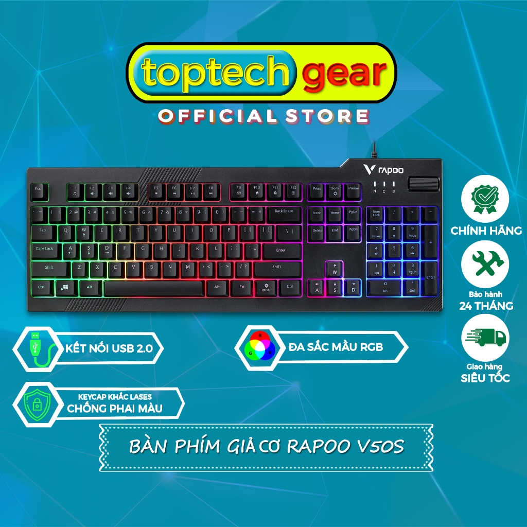 Bàn Phím Giả cơ Gaming RAPOO V50S Kết nối USB 2.0 | Led RGB | Công Nghệ Mới | Shopee Việt Nam