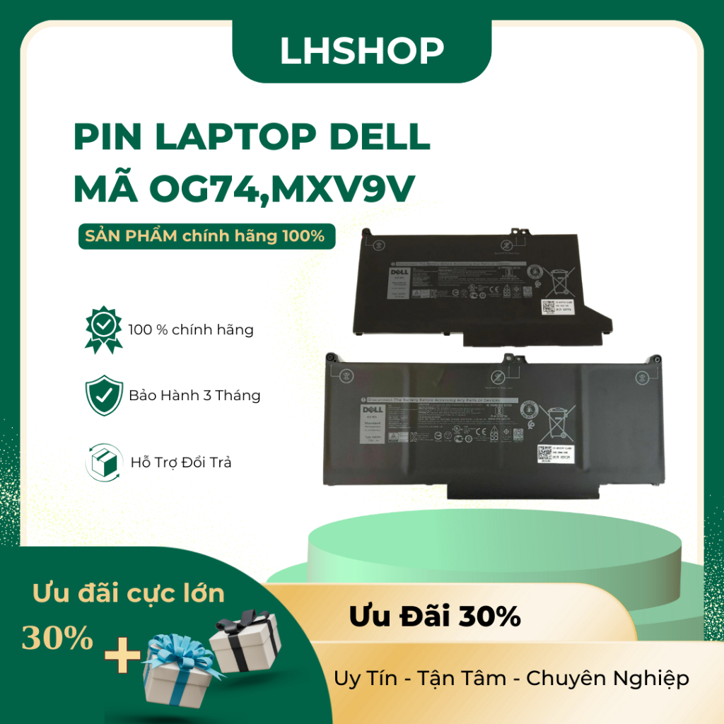 Pin laptop Dell Latitude 5300 5310 7300 7400 P96G P97G P99G P100G 0G74G ...
