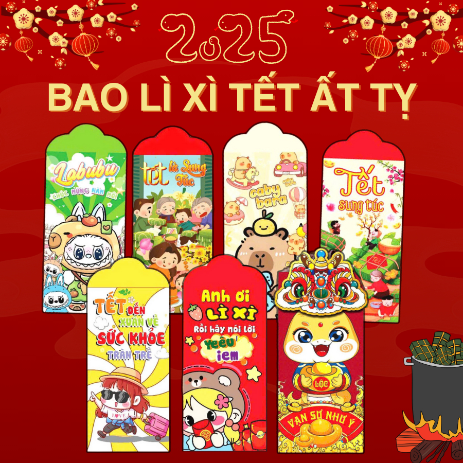 Set 50 100 Chiếc Lì Xì 2025, Combo 50 100 Bao Lì Xì Năm Ất Tỵ | Shopee ...