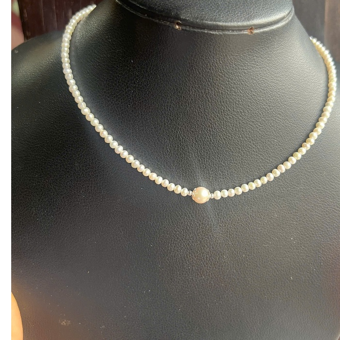 Chuỗi vòng cổ ngoc trai thật ngọt nhí 3 li bóng viên chủ ngoc trai mặn akoya 7 li ánh hồng dài ...