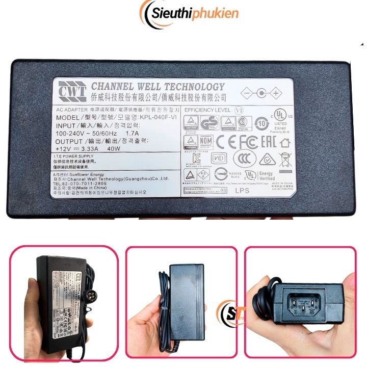 Bộ nguồn cho đầu ghi hình camera Hikvision 12v 3.33a chân 4 pin zin ...