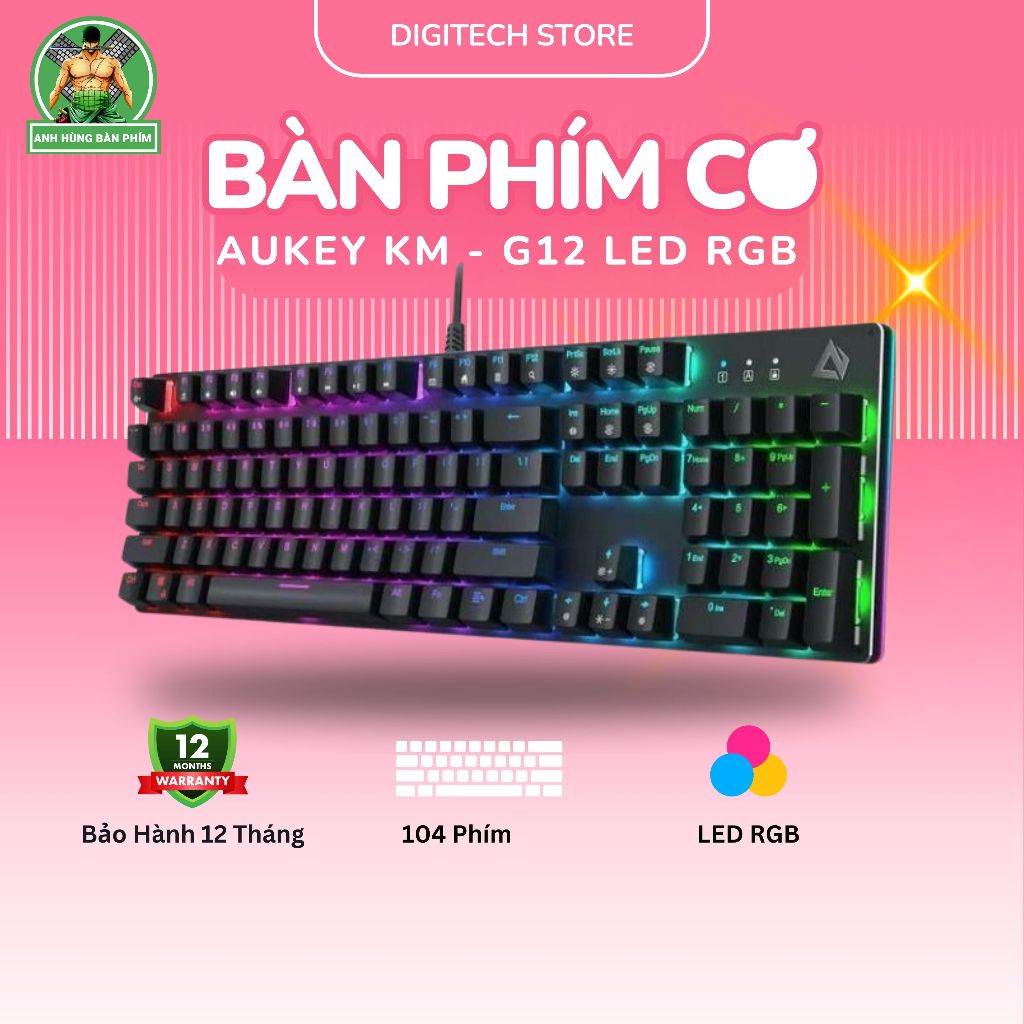 Bộ bàn phím cơ AUKEY KM G12 LED RGB. LED Viền - REDSWITCH Hàng Chính ...