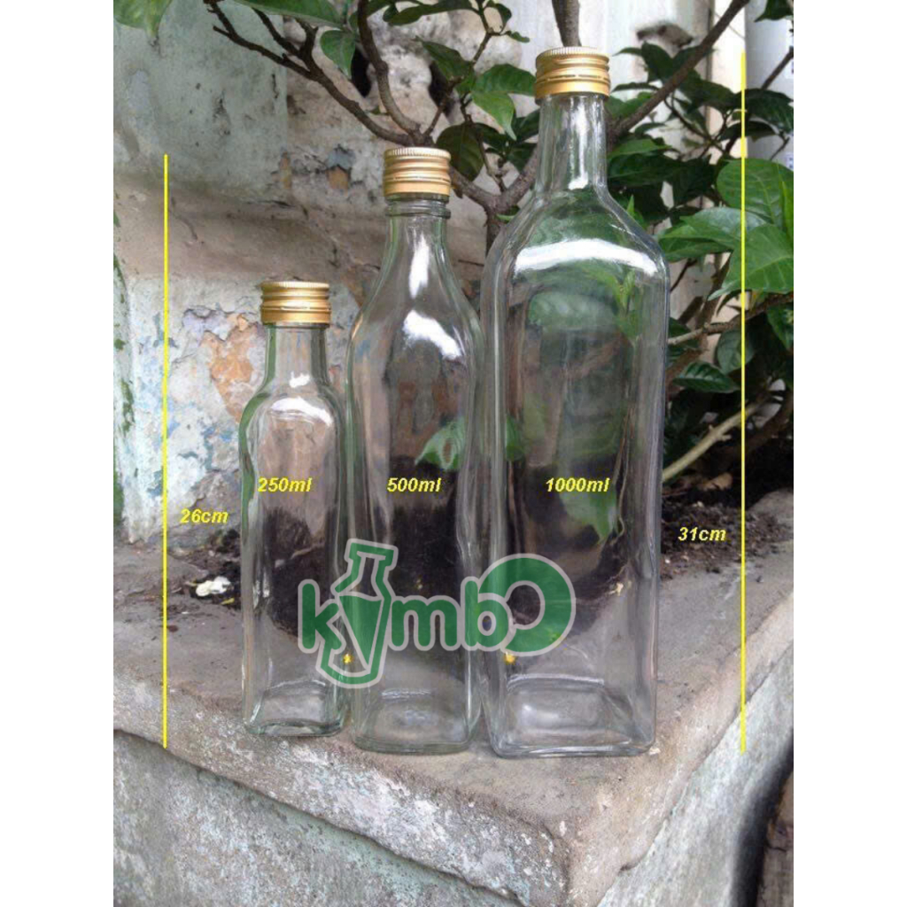 Chai thuỷ tinh vuông 1000ml 500ml 250ml nắp nhôm vàng giá siêu rẻ! | Shopee Việt Nam