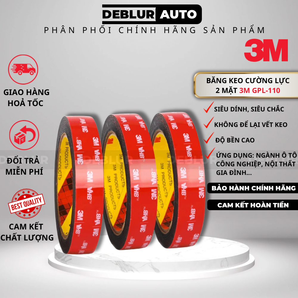 Băng keo 2 mặt cường lực 3M VHB GPL-110 siêu dính, dán camera hành ...