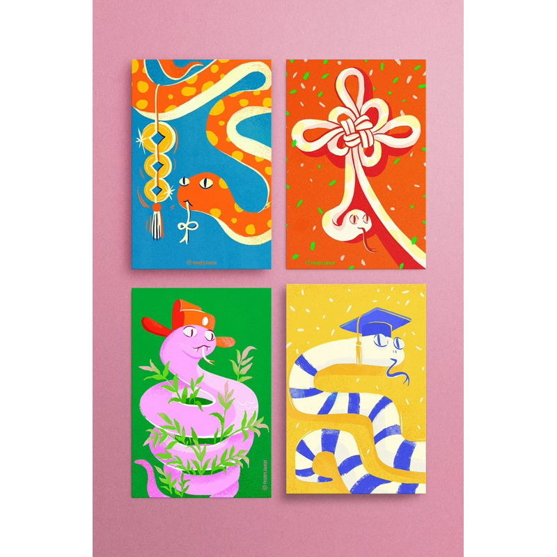 Thiệp Tết 2025 Con Rắn - Ất Tỵ, Postcard A6 Chúc Mừng Năm Mới, Thiết Kế ...