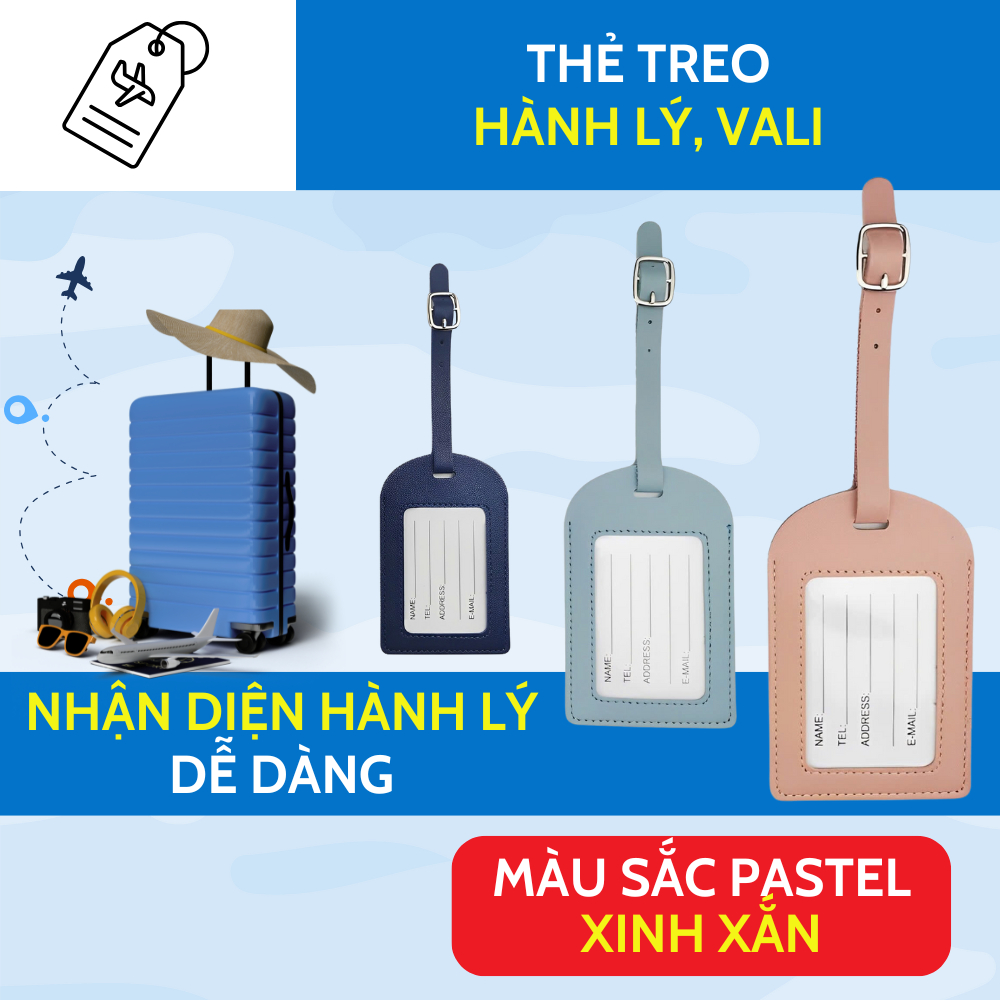 Thẻ treo hành lý - name tag, tag vali, balo du lịch nước ngoài, chống ...