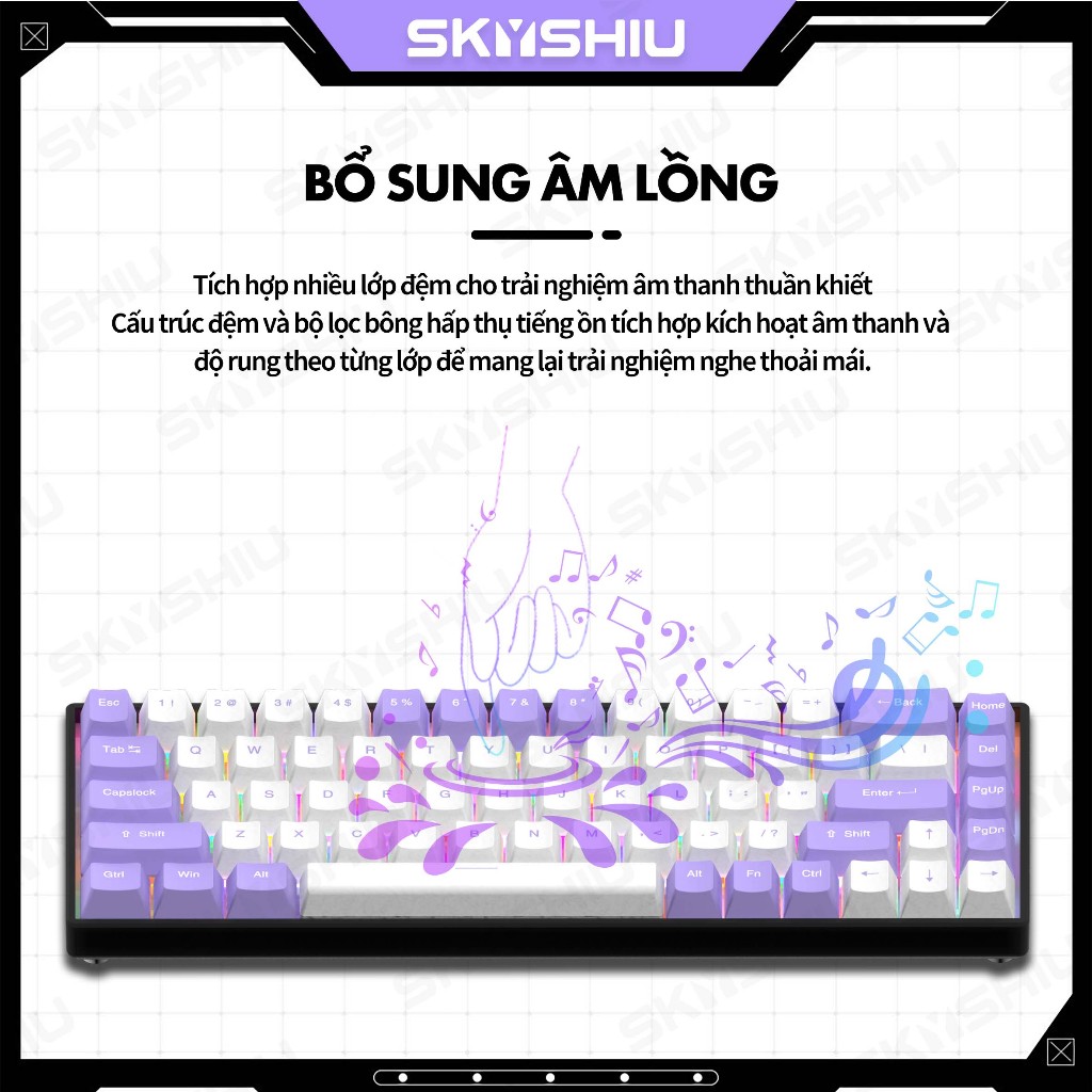 Tiêu đề: Bàn phím cơ có dây SKYSHIU SK68 có dây bàn phím cơ có led RGB ...