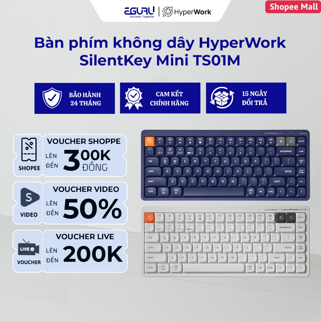 Bàn phím không dây HyperWork SilentKey Mini | TS01M | Shopee Việt Nam