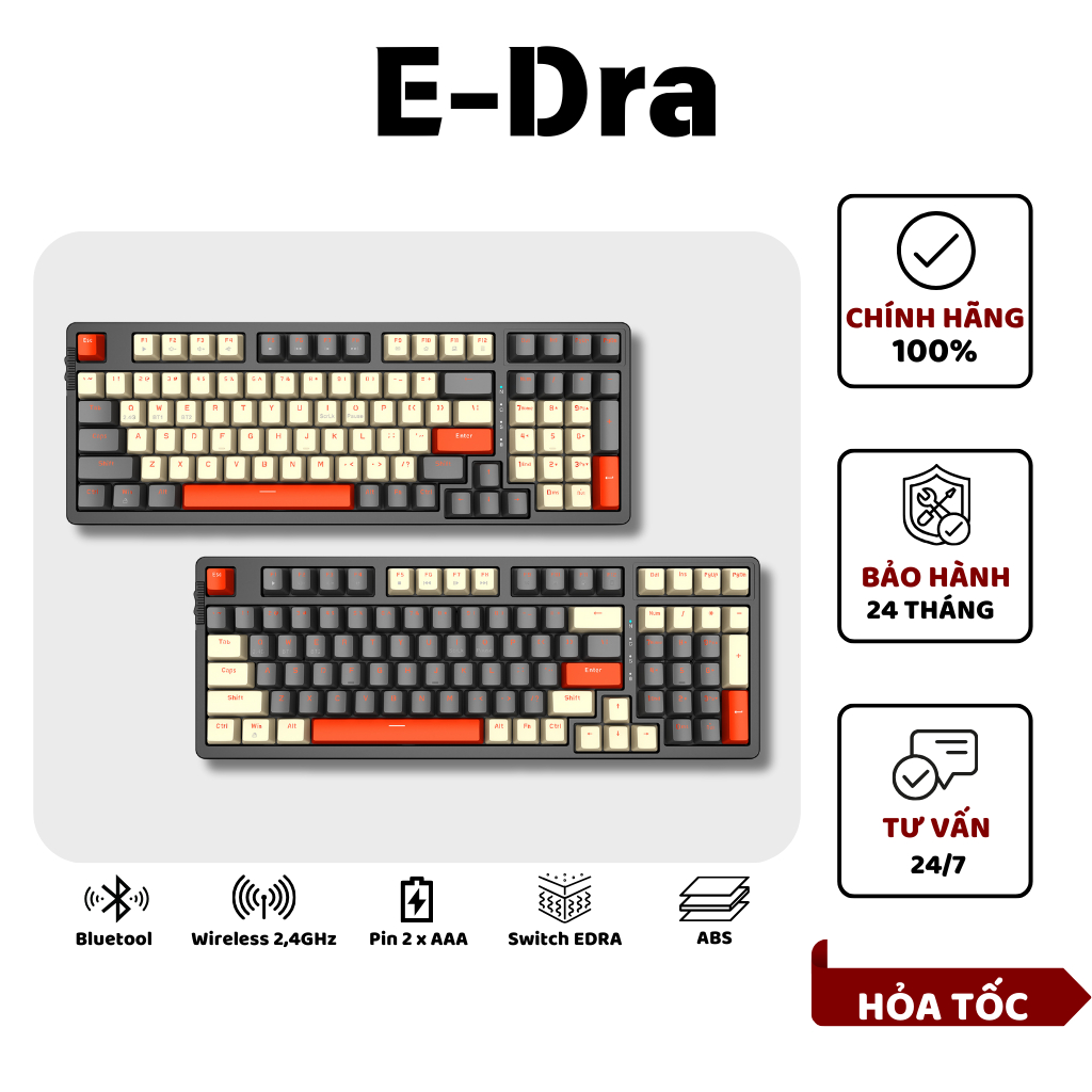 Bàn Phím Cơ EDRA EK398/EK398L/EK398PRO, Bàn Phím Gaming Bluetooth ...