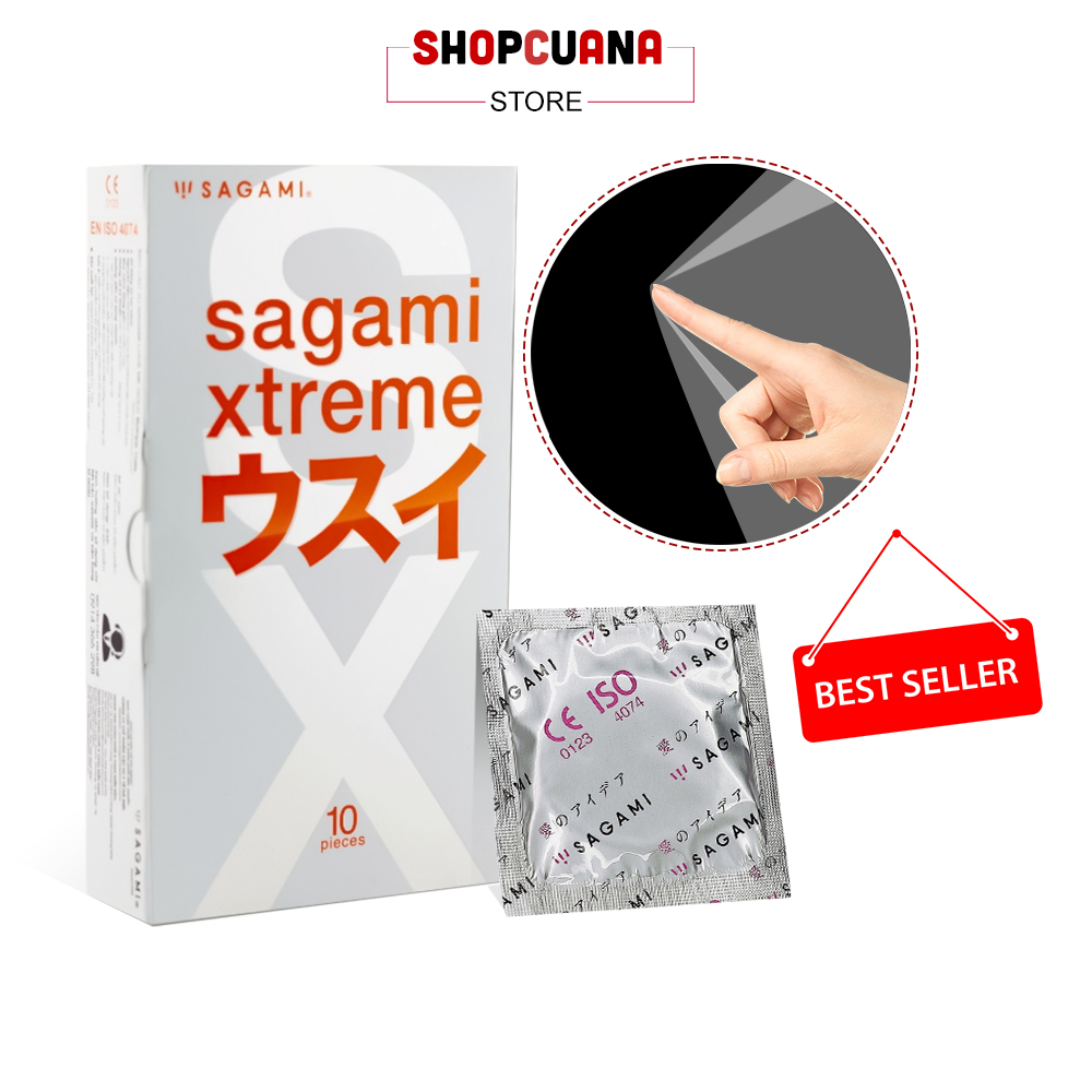 Bao cao su Sagami Xtreme Superthin trắng cam siêu mỏng, truyền nhiệt nhanh, nhiều gel bôi trơn ...