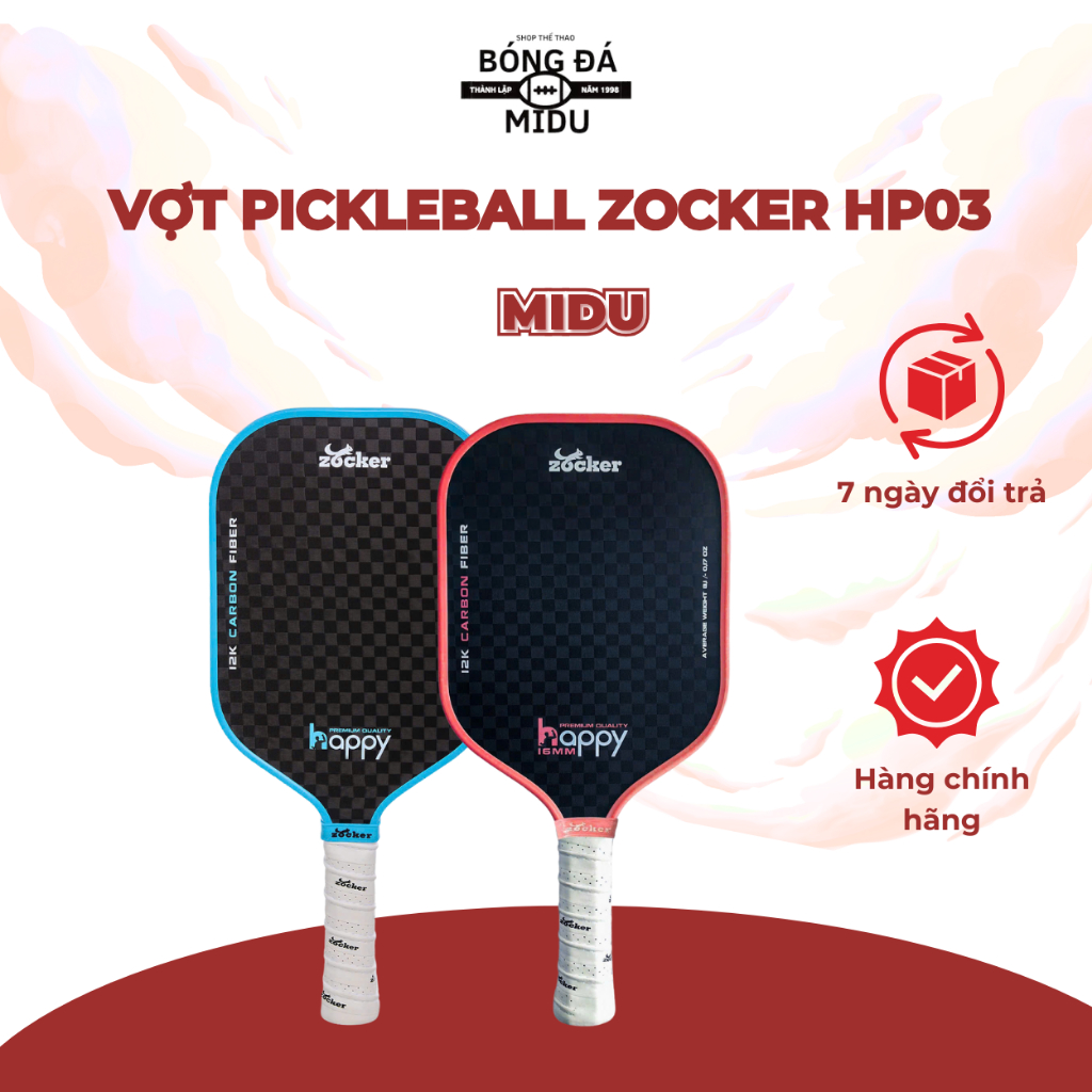 Vợt Pickleball Zocker HP03 - Carbon 12K Fiber- Dòng Cao Cấp- Tặng Bao ...