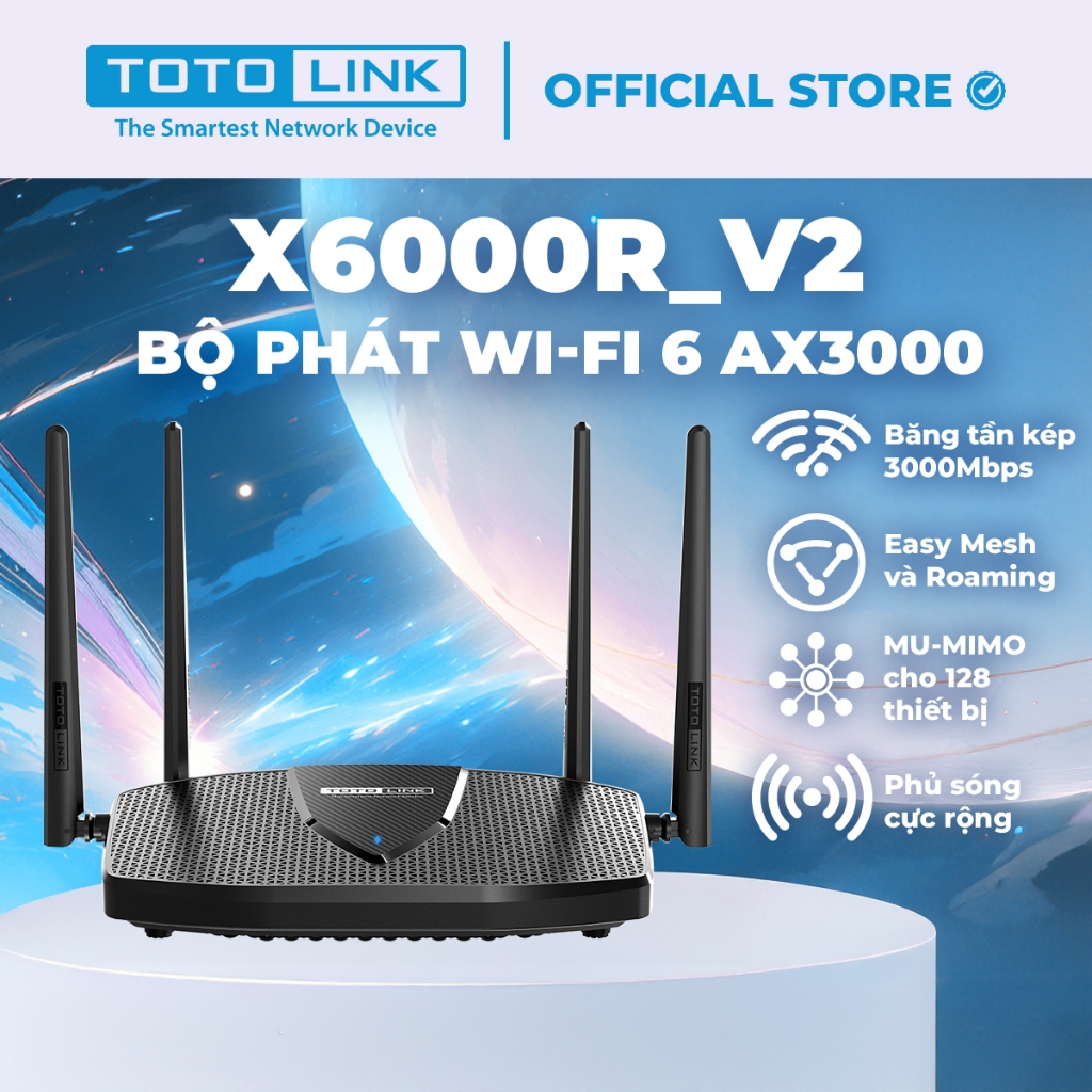 [Hoả Tốc] Bộ phát Wi-Fi 6 TOTOLINK X6000R V2 - Router Wi-Fi 6 băng tần kép Gigabit AX3000 ...