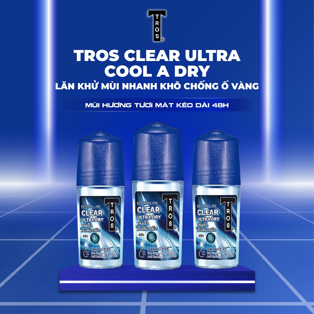 Lăn Khử Mùi Nam TROS DEO ROLL ON CLEAR - Kiểm Soát Mồ Hôi, Khô Thoáng ...