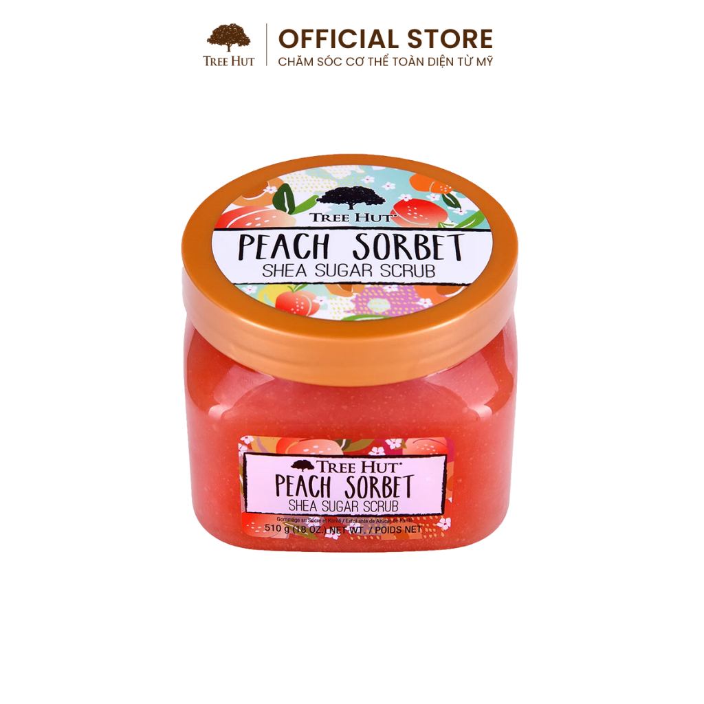 Tẩy tế bào chết cơ thể Tree Hut Peach Sorbet Shea Sugar Scrub, dưỡng da ...