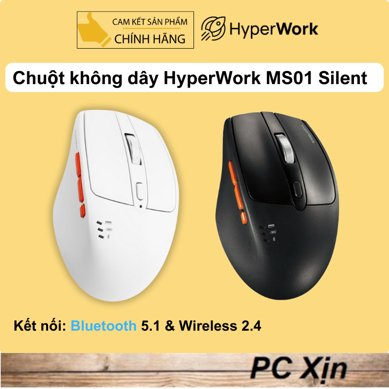 Chuột không dây HyperWork Silentium MS01 - Bluetooth / 2.4Ghz (2 đầu ...