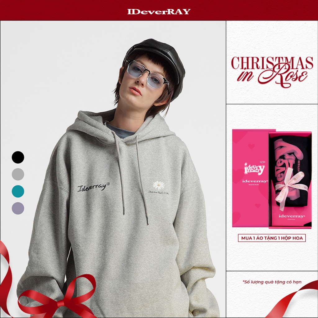 [Hộp hoa] áo hoodie cao cấp chính hãng IDEVERRAY Floral form oversize ...
