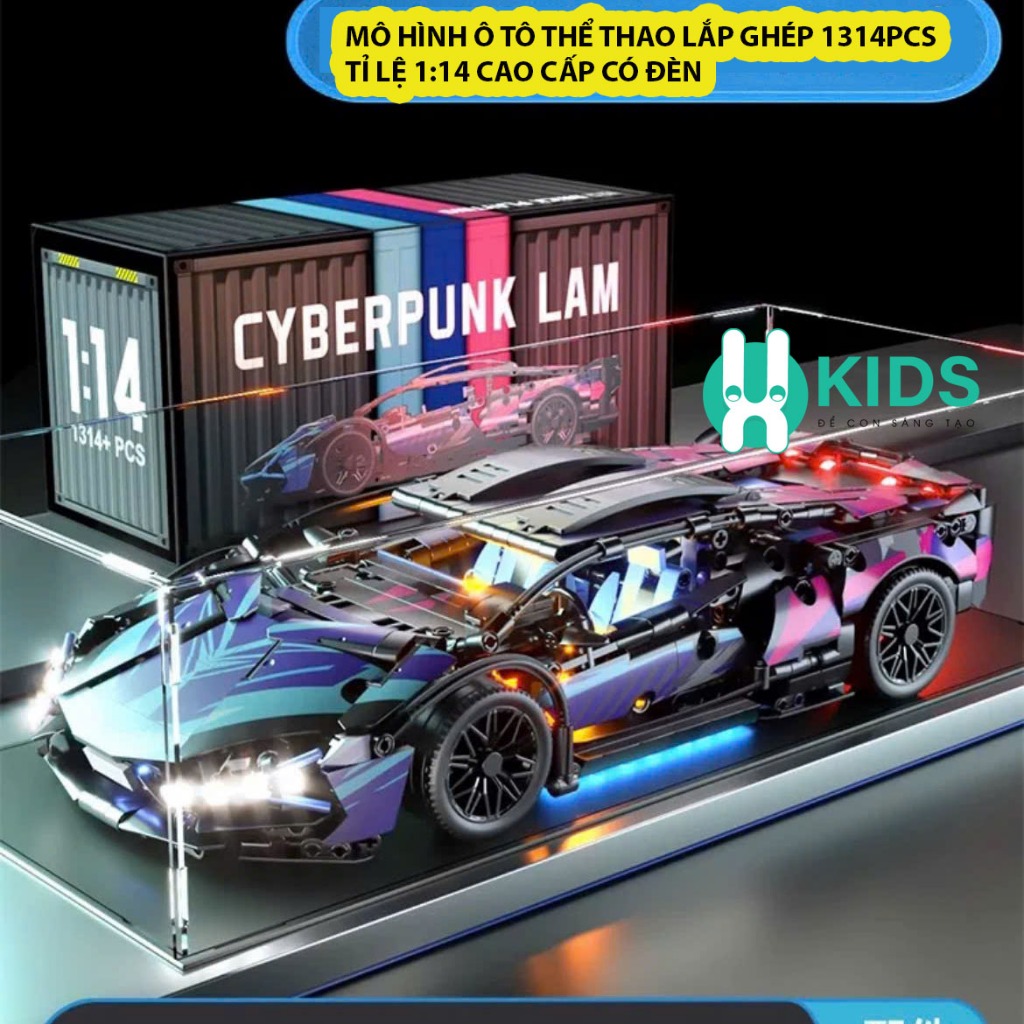 Đồ chơi mô hình lắp ráp siêu xe ô tô thể thao Lambo Cyberpunk Lam tỉ lệ ...