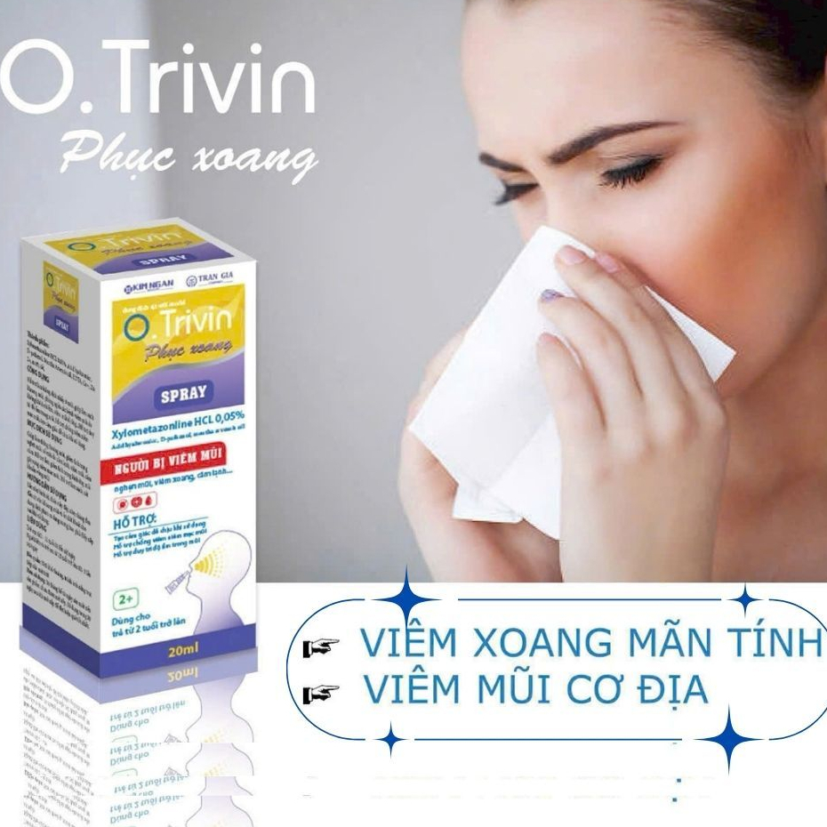 Dung dịch Xịt mũi O.TRIVIN PHỤC XOANG hỗ trợ làm loãng dịch nhày, giảm ...