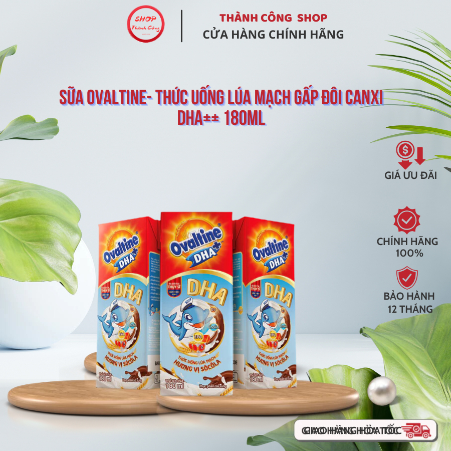 Thùng 48 hộp Thức uống lúa mạch gấp đôi Canxi DHA++ Hương vị Sô-cô-la Ovaltine (180ml x 48h) DHA ...