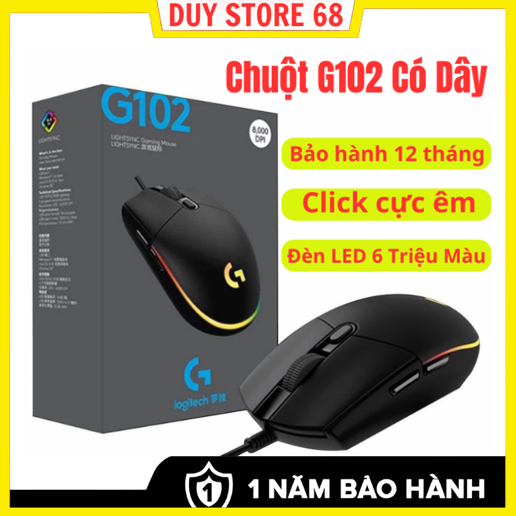 Chuột Máy Tính Logitech G102 Lightsync game có dây - cấu hình thiết lập RGB, 6 nút lập trình HOT ...