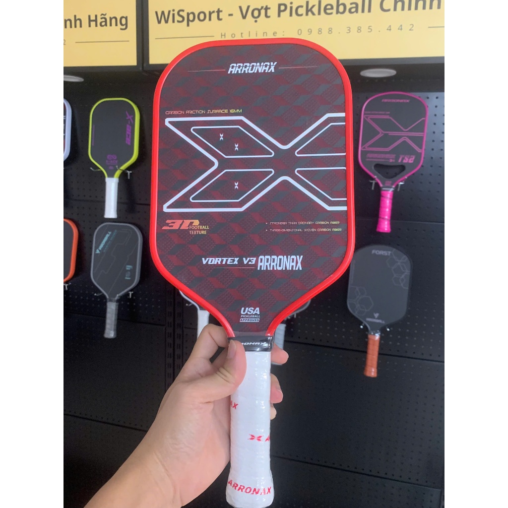 [CHÍNH HÃNG SIÊU HOT] Vợt Pickleball ARRONAX VORTEX V3 bề mặt Carbon 18K 3D siêu cao cấp (Mã V3 ...